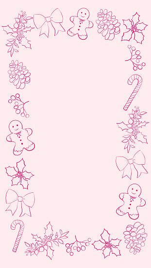 게시물 디자인 이야기 초대장 메뉴 사교 행사에 대한 크리스마스 소셜 미디어 배경 텍스트를 위한 빈 공간이 있는 분홍색 크리스마스 삽화가 있는 미니멀리스트 템플릿 12월에