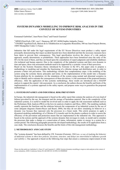 pdf systems dynamics modelling to improve risk analysis in the