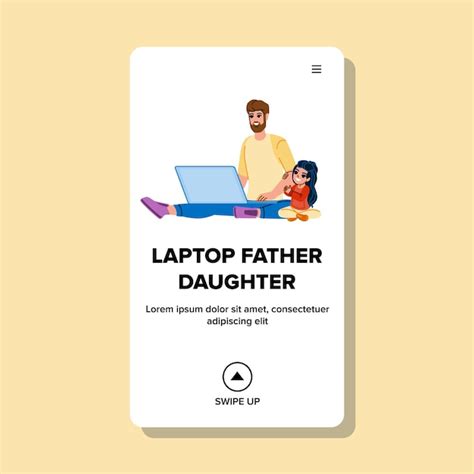Vetor De Filha De Pai De Laptop Vetor Premium