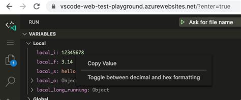 No Variables Context Menus In Web · Issue 107310 · Microsoftvscode