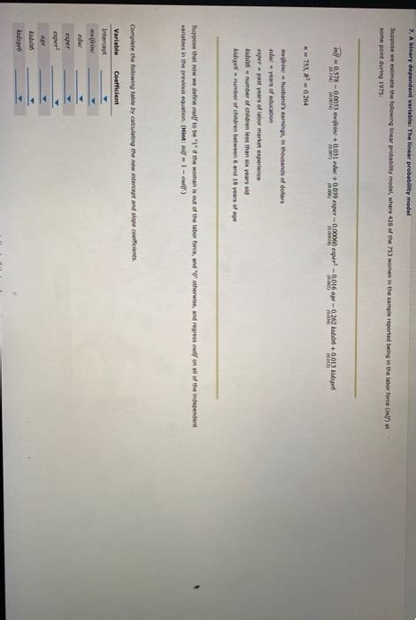 Solved 7 A Binary Dependent Variables The Linear