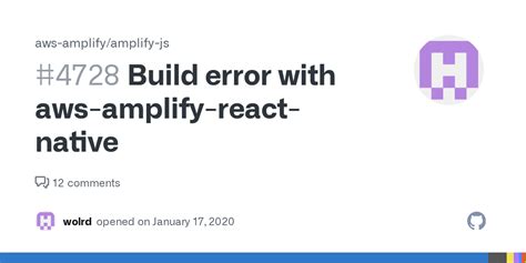 Build Error With Aws Amplify React Native · Issue 4728 · Aws Amplify