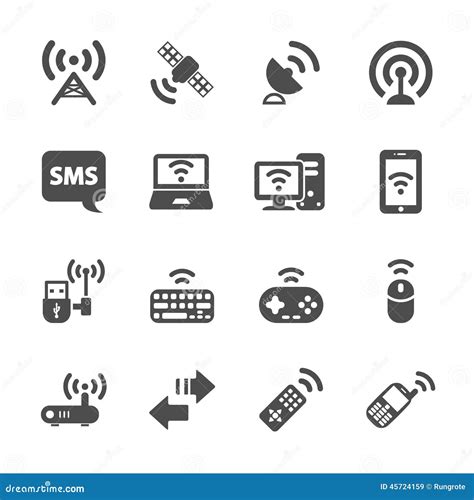 Wireless Technology Communication Icon Set Vector Eps10 Stock Vector Illustration Of