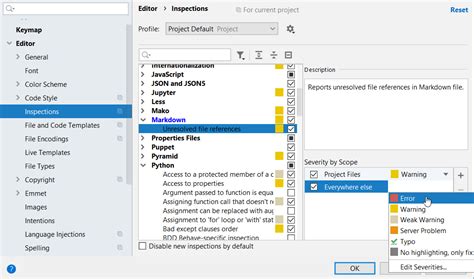 Change Inspection Severity PyCharm