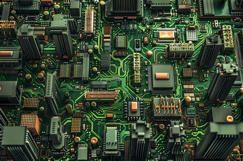 Intricate Circuit Board Design Showcasing Advanced Technology Components Premium Ai Generated