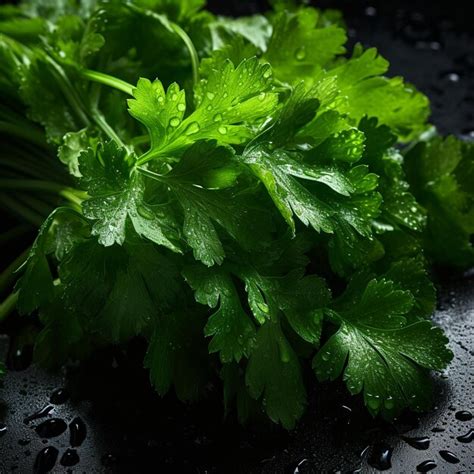 Premium Ai Image Illustration Of A Bundle Of Fresh Parsley With Water Drops