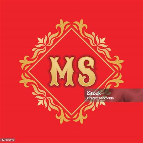 모노그램 Ms 문자 컨셉 엠블럼 템플릿 디자인 크레스트 전령 럭셔리 골든 엠블럼 이스러리 M 및 S 벡터 일러스트레이션 문장에 대한 스톡 벡터 아트 및 기타 이미지 Istock
