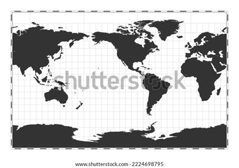 Vector World Map Cylindrical Stereographic Projection Stock Vector Royalty Free 2224698795