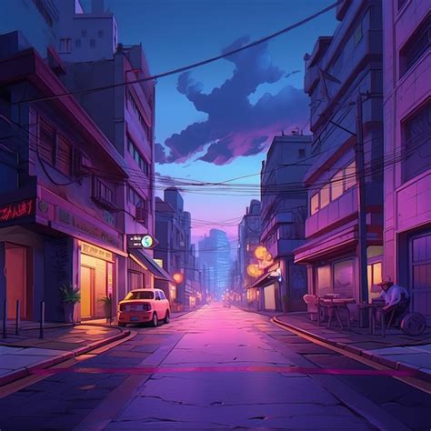 Premium Ai Image Asian Street At Night Illustration