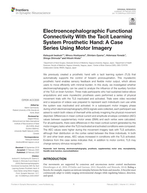 Pdf Electroencephalographic Functional Connectivity With The Tacit Learning System Prosthetic