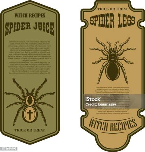 거미 주스 거미 다리 할로윈 병 라벨 템플릿입니다 포스터 카드 배너 기호에 대한 디자인 요소 벡터 일러스트레이션 라벨에 대한