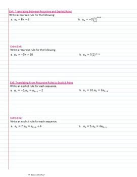 Using Recursive Rules With Sequences Guided Notes 7 5 By Janice Parks