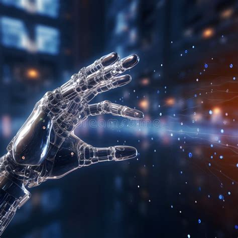 Ai Generated Illustration Of A Robotic Hand Extending Towards The Cyberspace Stock Illustration