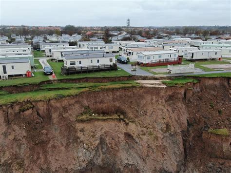Aerial Pictures Of The Eroding Cliff At Longbeach Leisure Park In