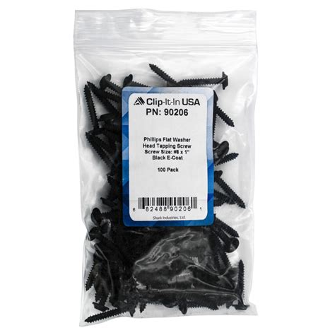 100 Pk 8 X 1 In Phillips Head Screws Black E Coat Shark Industries