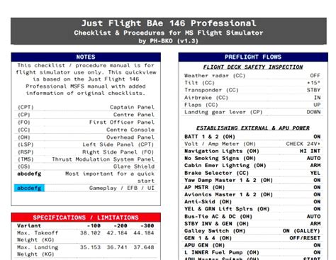 Tfdi Design Md 11 Checklist And Procedures Quickview For Microsoft Flight