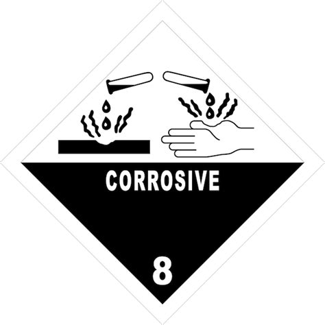 Adr 8 Corrosive Substance Sign Black And White Diamond Sign Vector