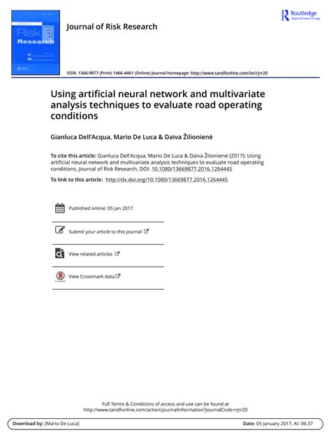 Pdf Using Artificial Neural Network And Multivariate Analysis