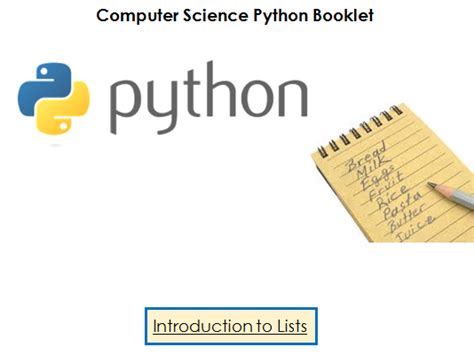 Lists In Python Presentation Workbook And Lesson Plan Teaching Resources