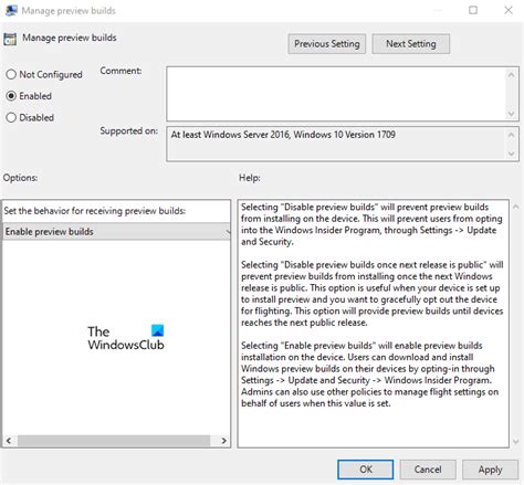 Disable Windows Insider Program Settings In Windows