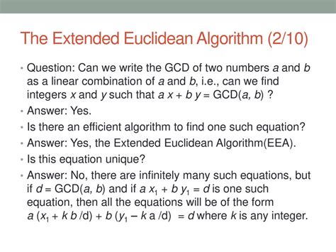 The Extended Euclidean Algorithm 210 Ppt Download