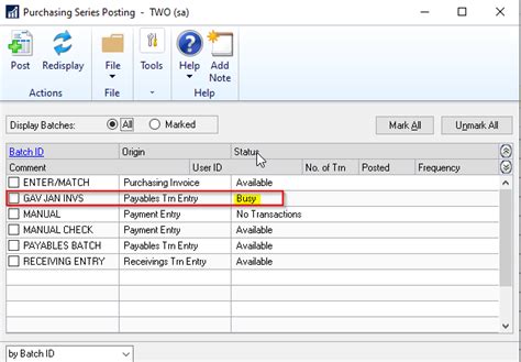 Dynamics Gp Using The Batch Enquiry” Window To Assist Troubleshooting The Receiving” Or
