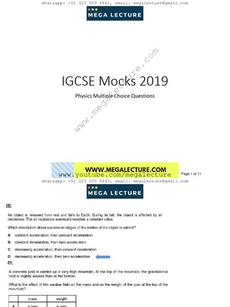 Igcse Mocks 2019 Multiple Choice Questions Pdf