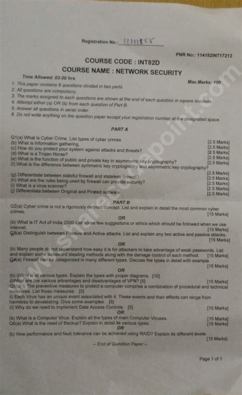 INT D Network Security End Term Question Paper ETE Question Paper Lpu