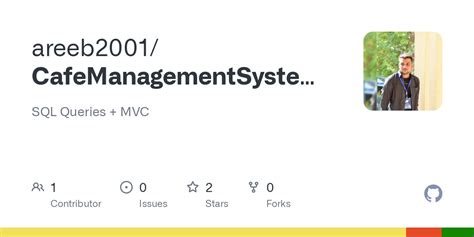 GitHub Areeb CafeManagementSystem DBMS Project SQL Queries MVC