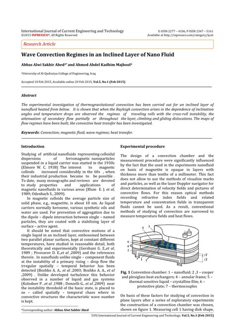 Pdf Wave Convection Regimes In An Inclined Layer Of Nano Fluid