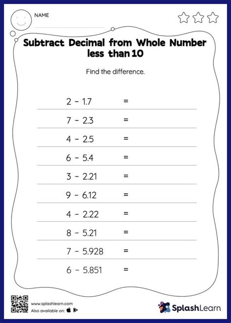 5th Grade Math Subtract Decimals Worksheets Free And Printable