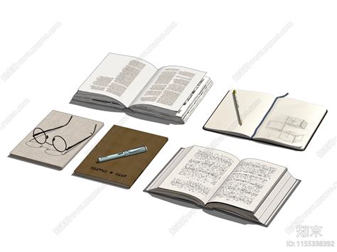 书本笔记本su模型下载【id 1155338392】 知末su模型网