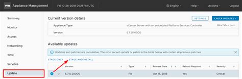 Update Vcenter Server Appliance 6 7 To 6 7 Update 1 Mike Tabor