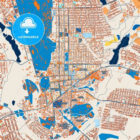 Colorful Makiivka Street Map With Labels And Buildings Hebstreits