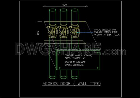 105 Autocad Drawing Of Access Door To Drainage Stacks Cleanouts Detail For Download