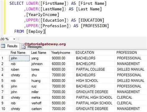 SQL Upper And Lower Fucntions