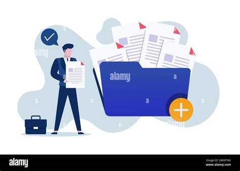 Businessman Adds File To Big Folder Storage And Indexing Of Information Businessman Holds
