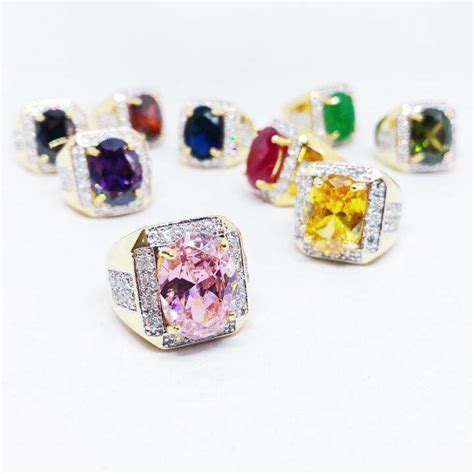 แหวนผู้ชาย พลอยสีเสริมบารมี ประจำวันเกิด ล้อมเพชร Cz กรอบเหลี่ยม ชุบทองไมครอน ราคาพิเศษ Lazada