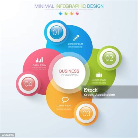 비즈니스 Infographic 템플릿 개념은 풀 컬러 아이콘으로 원 옵션 단계 다이어그램 Infograph 차트 비즈니스 프레 젠 테이 션 또는 웹 벡터 디자인 요소