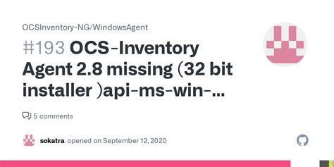 ocs inventory agent 2 8 missing 32 bit installer api ms win crt runtime l1 1 0 dll · issue