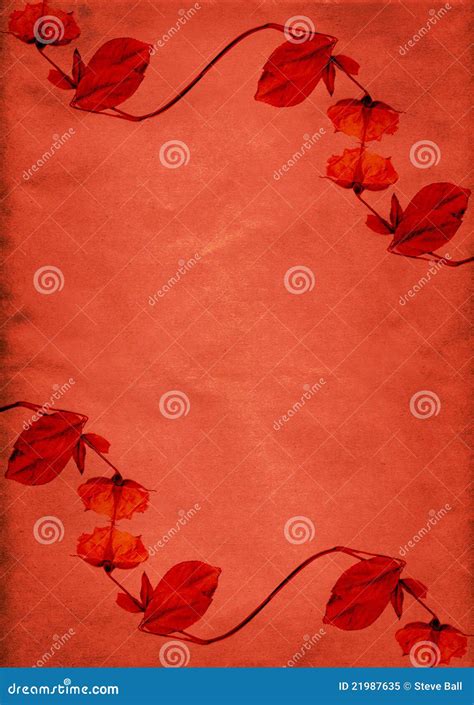 Retro Red Flower Border Stock Image Image Of Paper Background