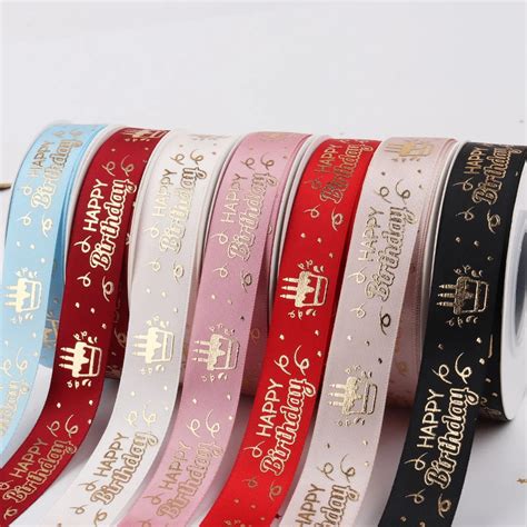5yards 20mm Happy Birthday Ribbon Printing Polyester Ribbon For