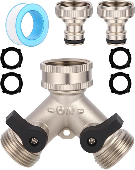 Tidevan 2 Wege Wasserhahn Verteiler 3 4 Zoll Y Verteiler Silbrig Gartenschlauch Wasserhahn
