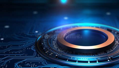 Futuristic Computer Chip Glows Blue On Motherboard Generated By Ai Stock Image Image Of