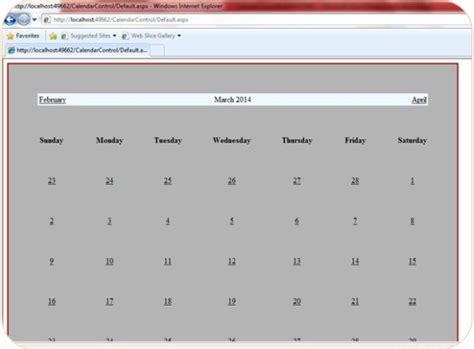 Calendar Control In ASP Net