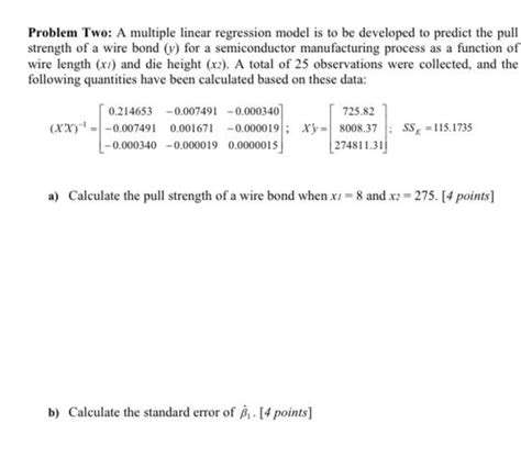 Solved Problem Two A Multiple Linear Regression Model Is To Chegg
