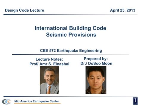 Ibc Seismic Provisions Earthquake Engineering Lecture Notes