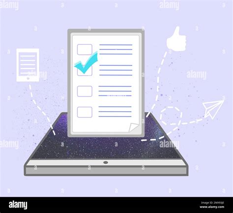 Checkbox With Tick Over Tablet Distant Exam Online Test Flat