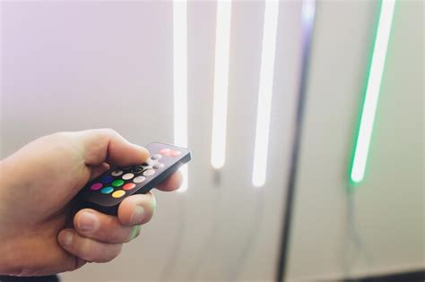 Premium Photo Led Strip In Purple Colors And A Control Panel For Switching Colors