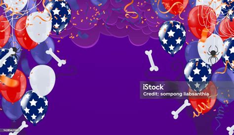 해피 할로윈 배너 또는 야간 벡터 일러스트레이션과 파티 초대장 배경 거미줄과 비행 박쥐 텍스트 위치 10월에 대한 스톡 벡터 아트 및 기타 이미지 Istock